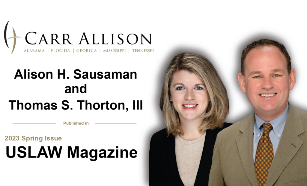 Sausaman and Thornton Published in USLAW Magazine - Carr Allison