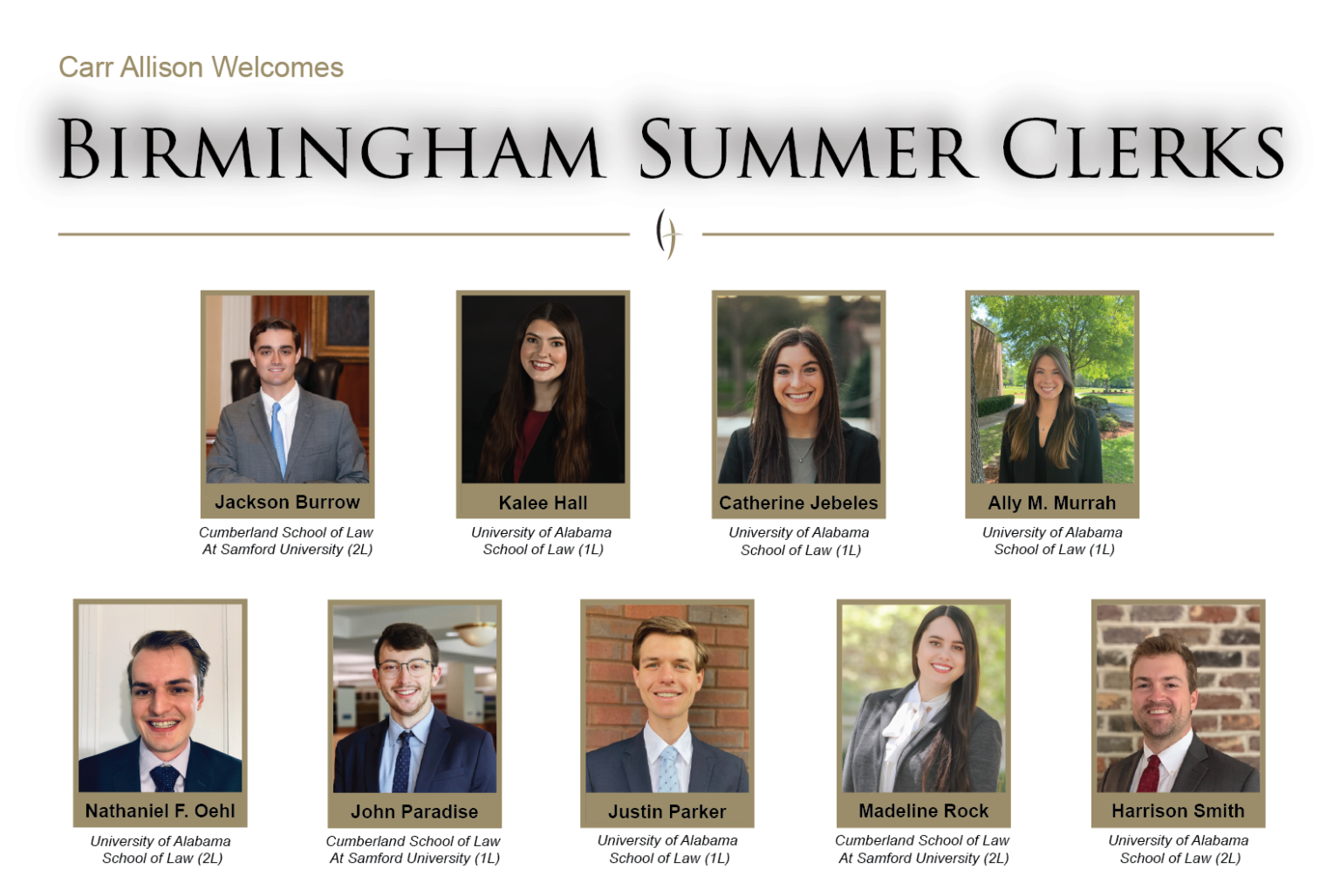 Carr Allison Welcomes Summer Law Clerks in Birmingham - Carr Allison