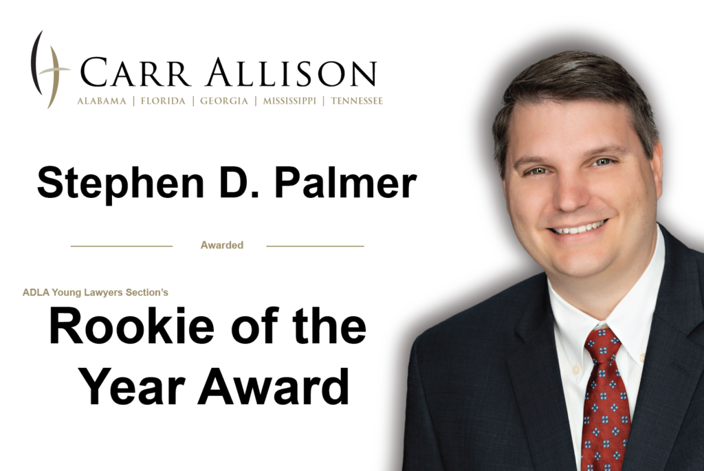 Palmer Awarded the ADLA Young Lawyer Section's Rookie of the Year - Carr Allison